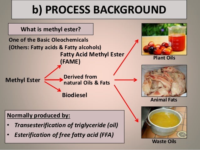 PRODUCTION OF 60, 000 MTPA OF OLEOCHEMICAL METHYL ESTER FROM RBD PALM…