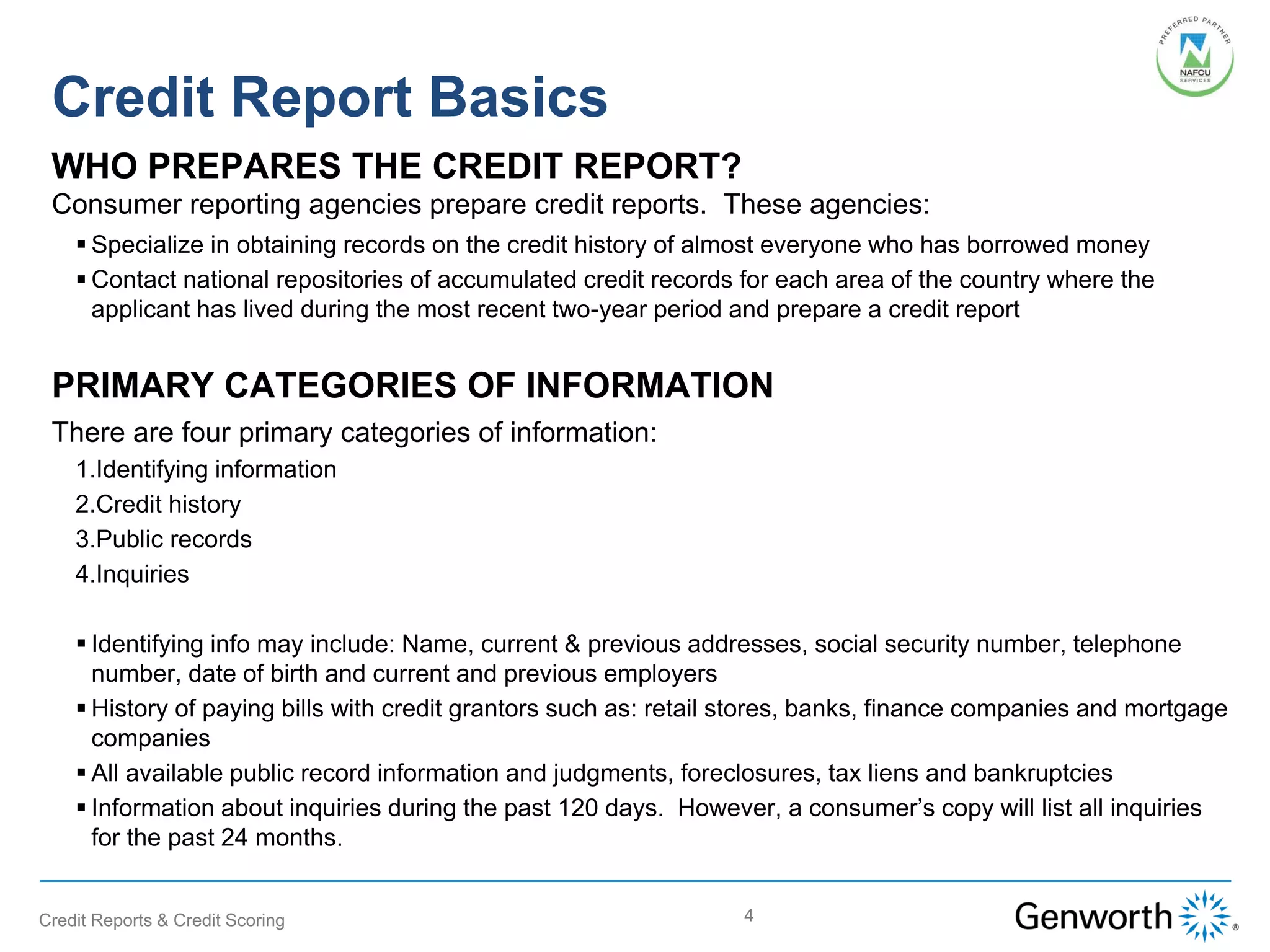 Understanding Credit Reports and Credit Scoring (Webinar Slides) | PDF