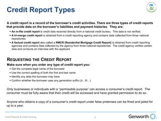 Understanding Credit Reports and Credit Scoring (Webinar Slides) | PDF