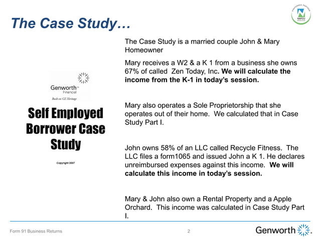 Self-Employed Borrower: Case Study Part II: Completing the Form 91 with Business Tax Returns ...