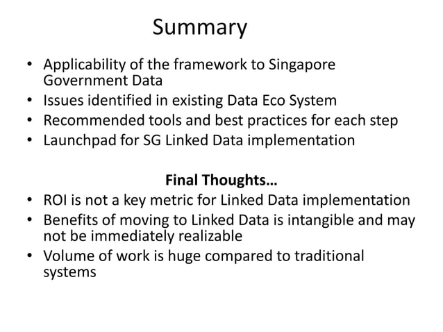 Proposed Linked Data Migration Framework for Singapore Government Datasets | PPTX