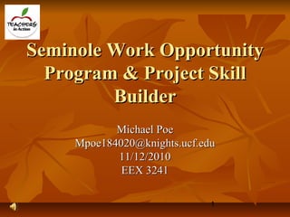 Seminole Work Opportunity Program – SFSPF