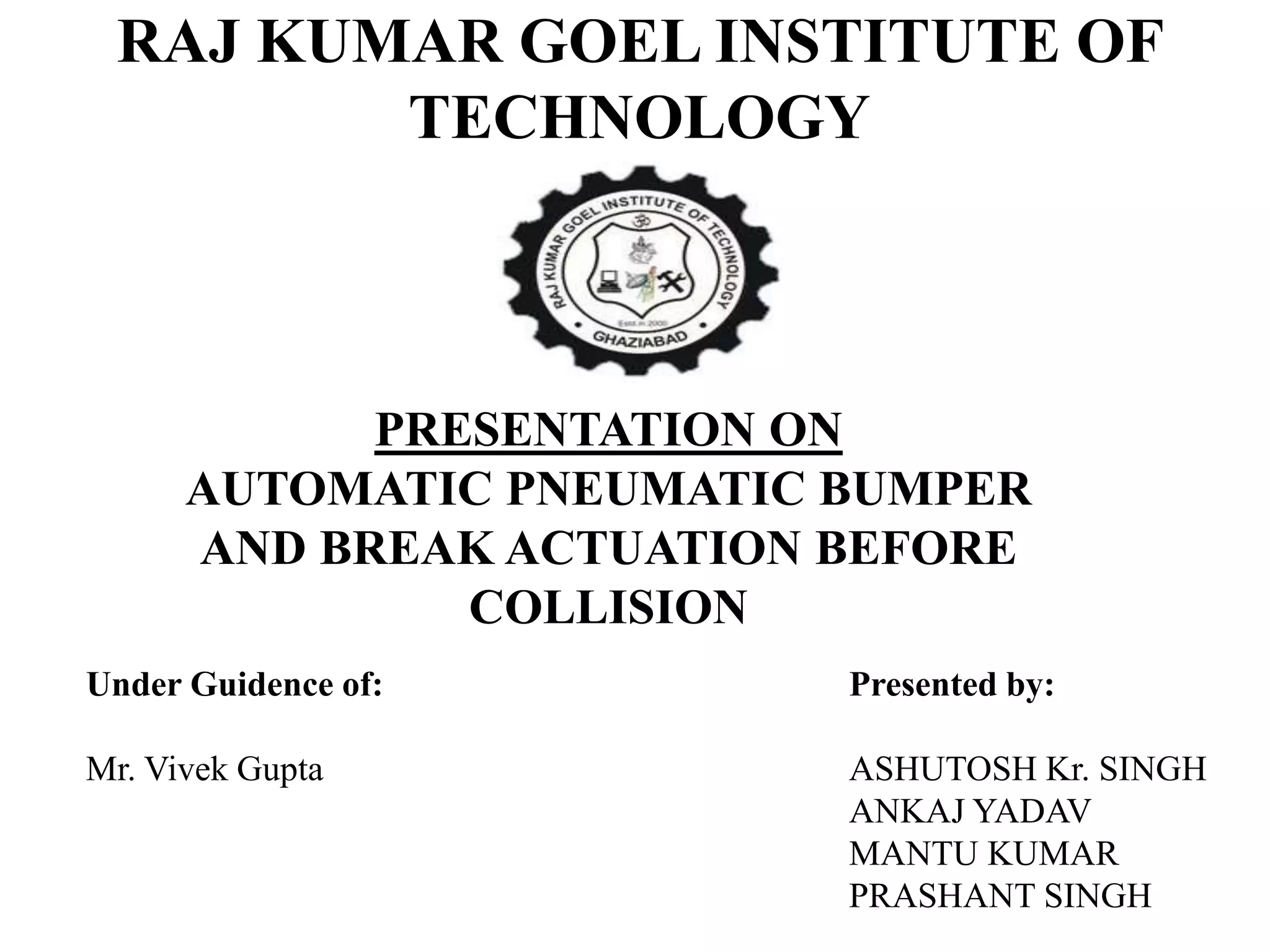 automatic braking system and brake actuation before collison | PPTX