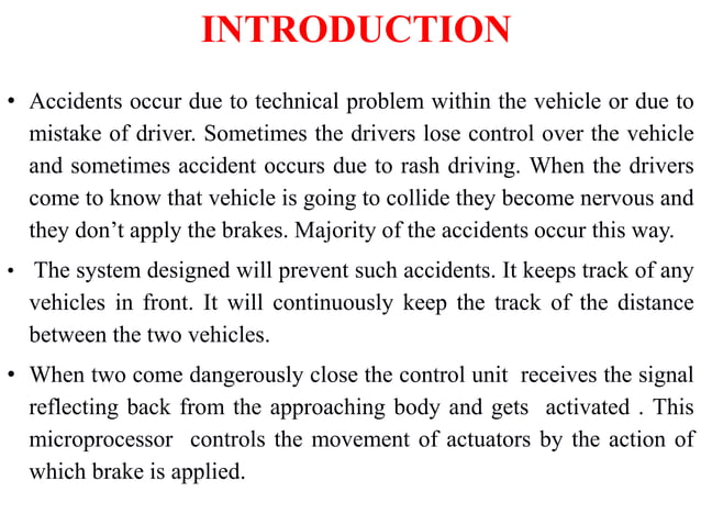 automatic braking system and brake actuation before collison | PPTX