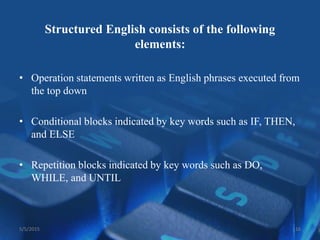 Final presentation of tools and techniques of structure analysis ...