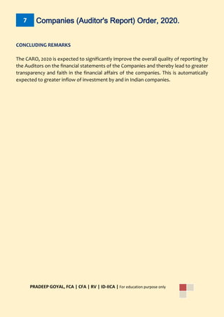 Companies (Auditor's Report) Order, 2020 | PDF