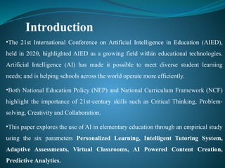 Artificial intelligence and elementary education | PPT