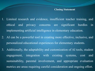 Artificial intelligence and elementary education | PPTX