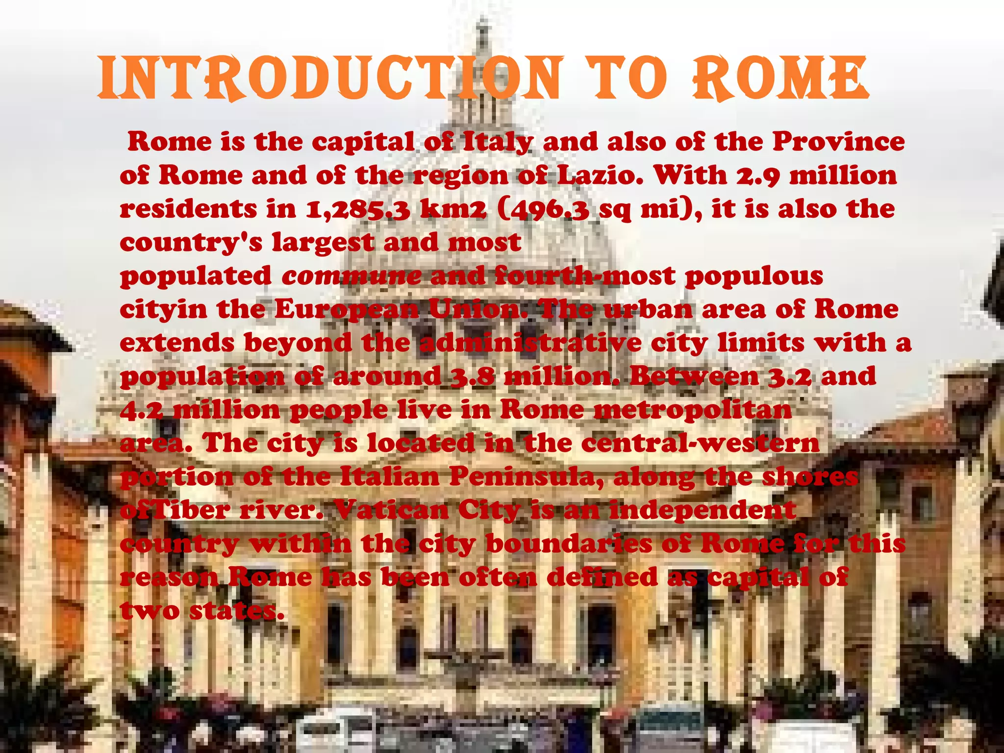 Welcome to the city of Rome | PPT