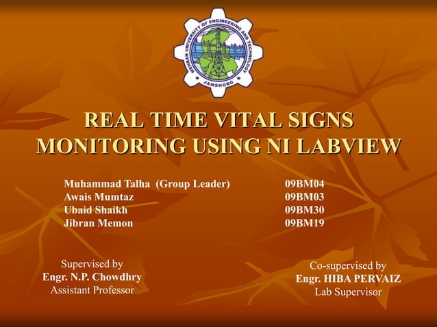 Real time Vital Signs Monitorong Using NI LabVIEW | PPT
