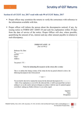 Scrutiny of returns in GST | PDF