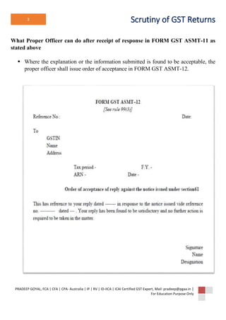Scrutiny of returns in GST | PDF
