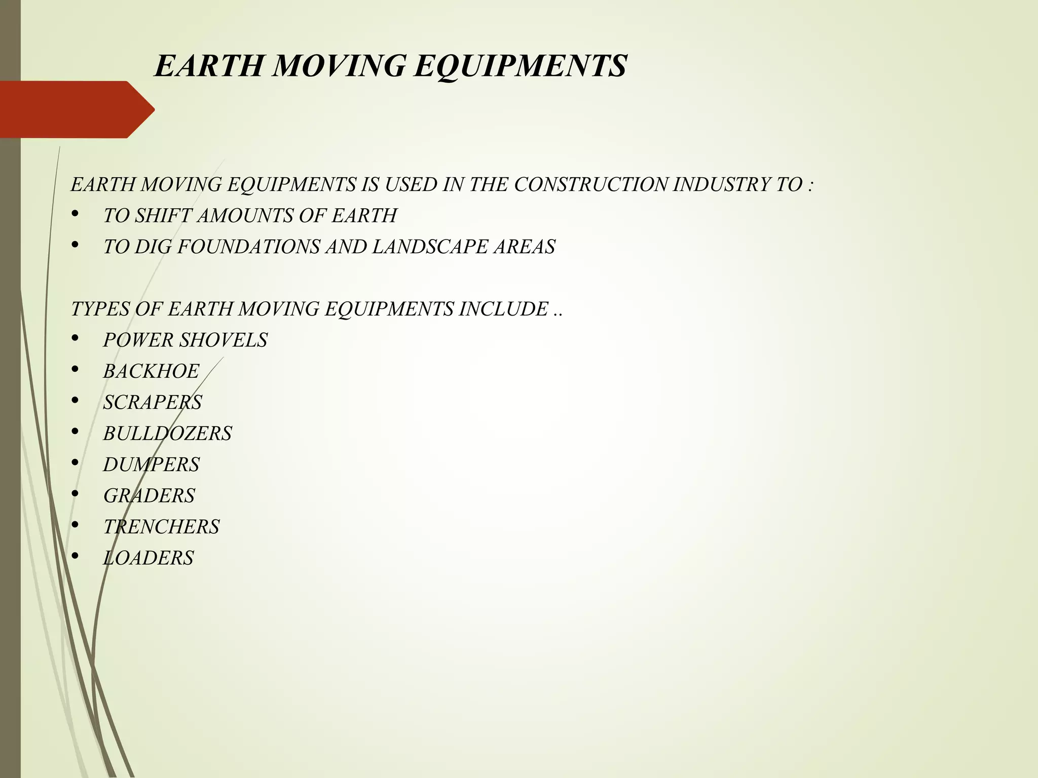earth moving equipments | PPTX