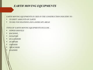 earth moving equipments | PPTX