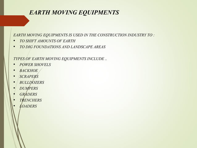 earth moving equipments | PPTX