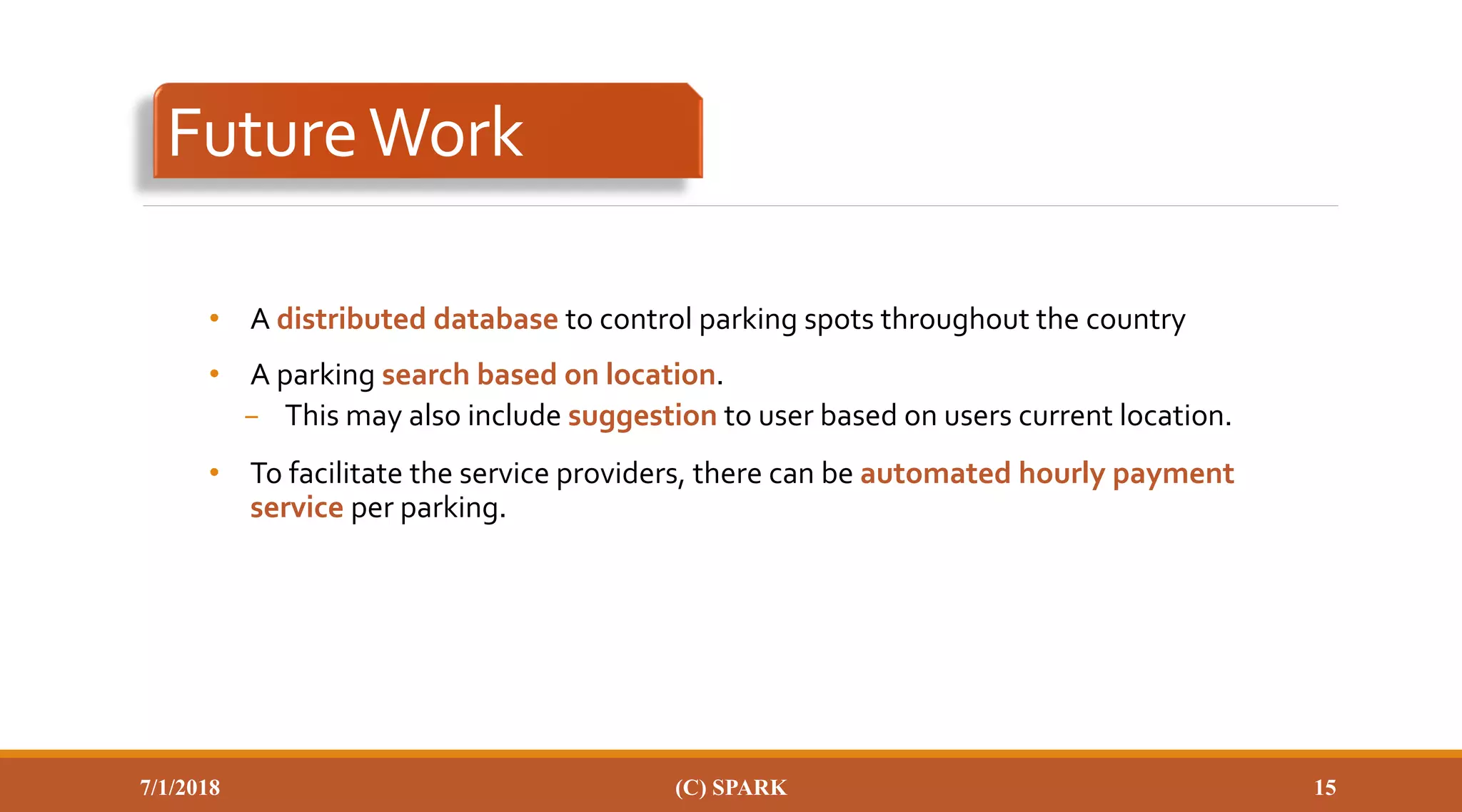 SPARK - IoT Based Parking Search System | PPT