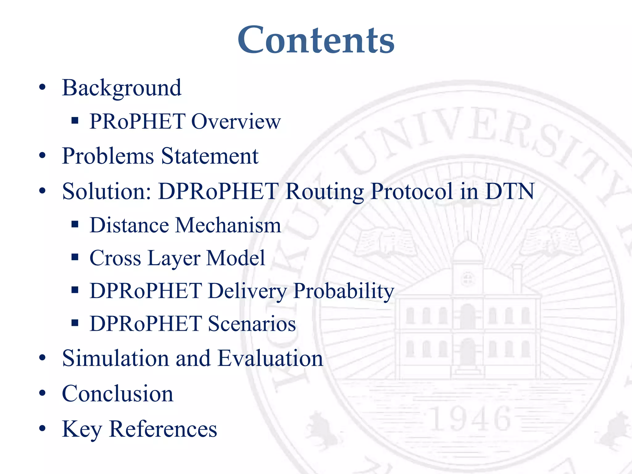 Dprophet In Delay Tolerant Network Pptx Computer Networking Computing