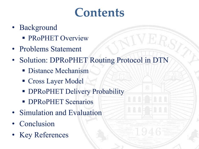 Dprophet In Delay Tolerant Network Pptx Computer Networking Computing