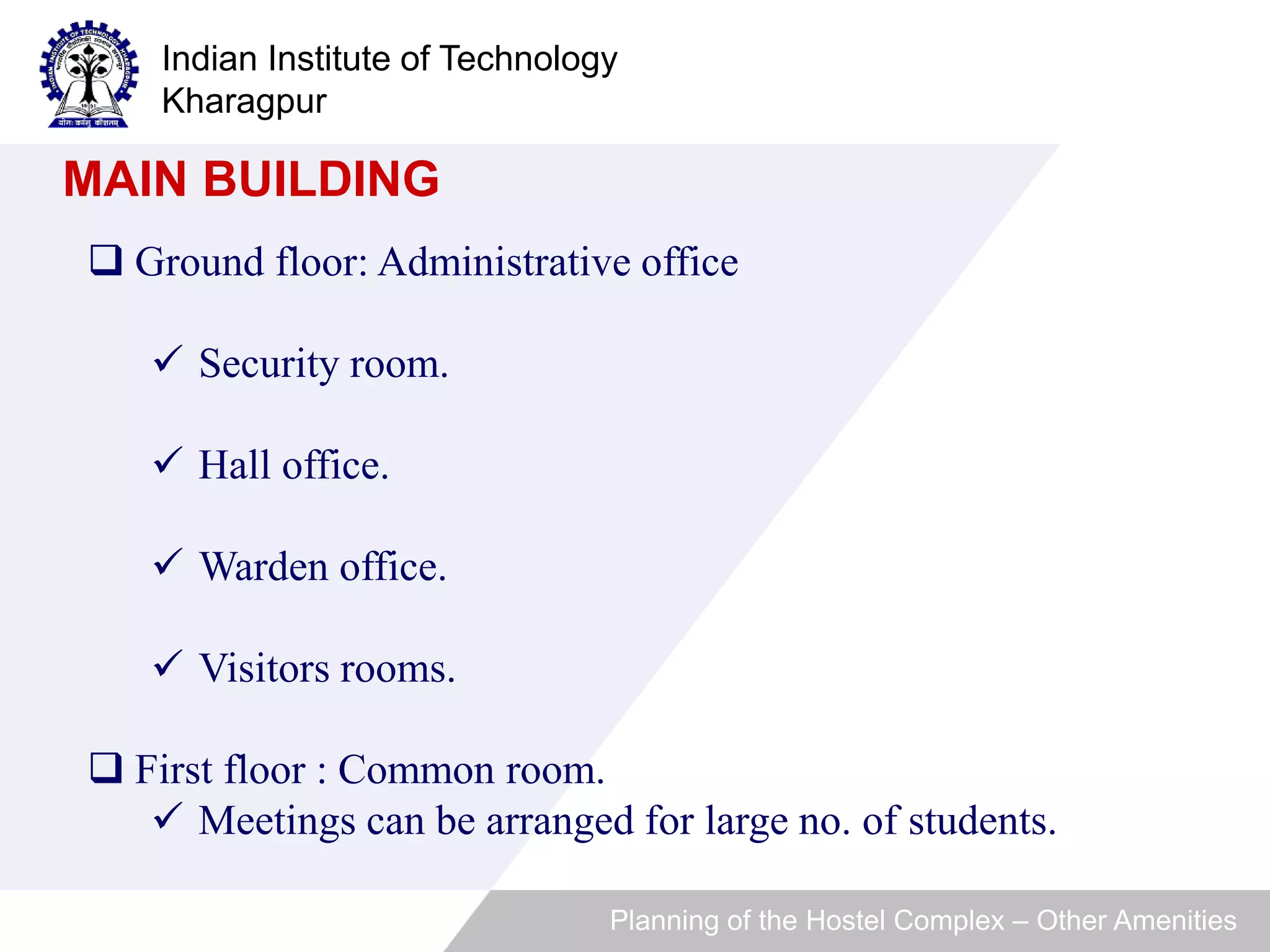 Design a hostel complex to accommodate 1000 students | PPTX