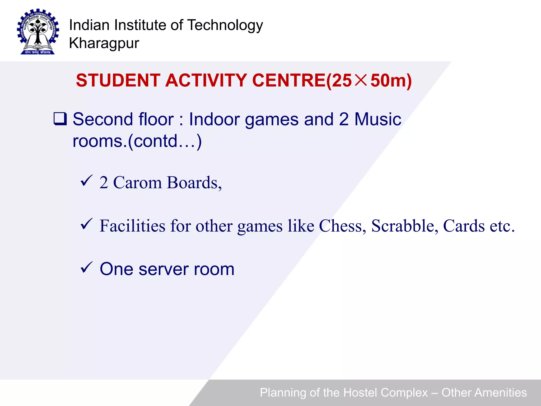Design a hostel complex to accommodate 1000 students | PPTX