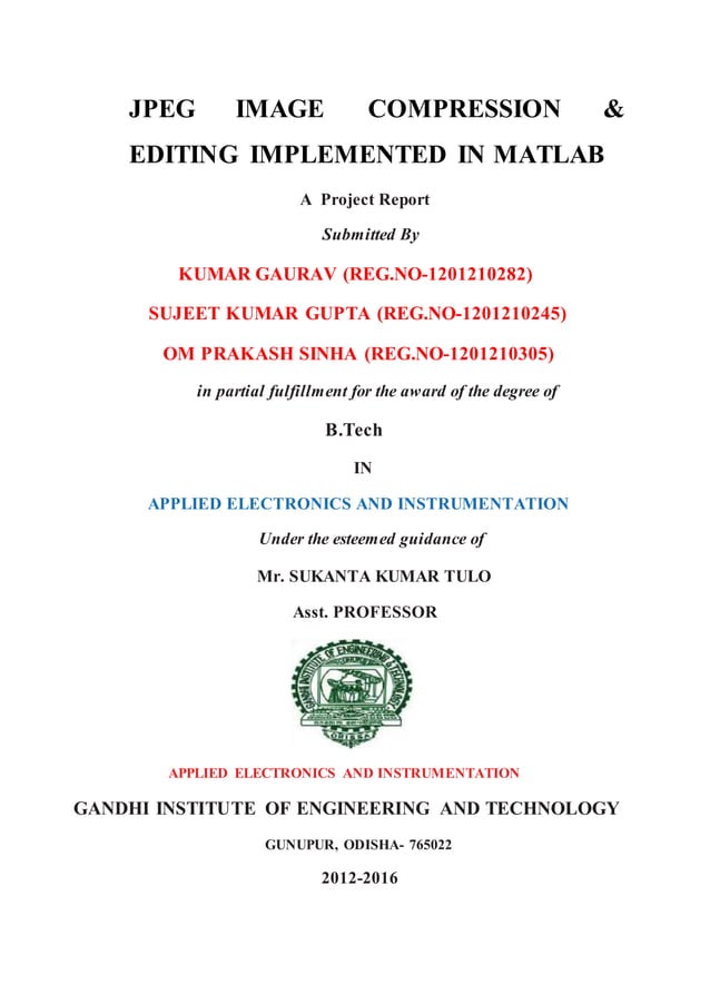 image compression using matlab project report | PDF image compression using matlab project report | PDF