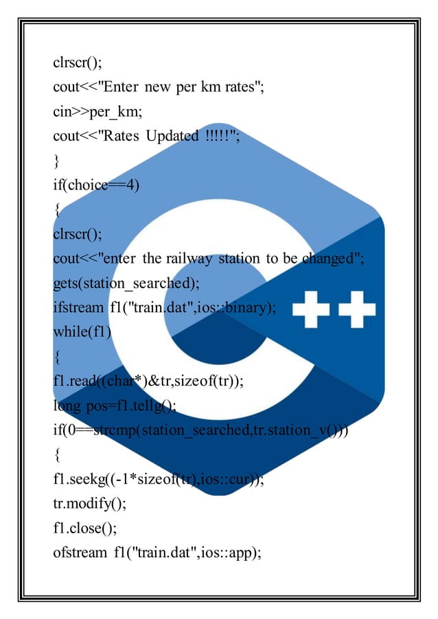 CS Project on Railway Tickect Reservation for class 12 | DOCX