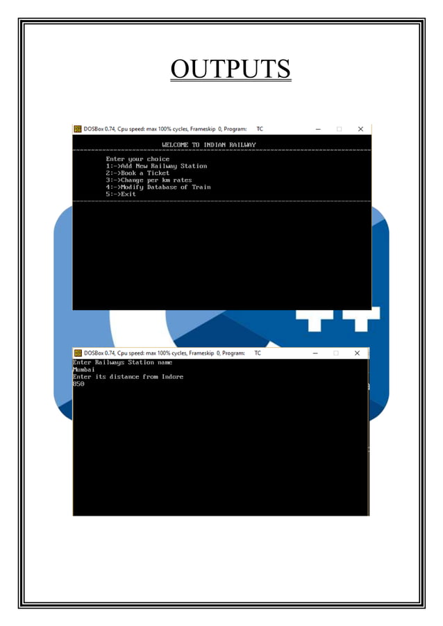 CS Project on Railway Tickect Reservation for class 12 | DOCX