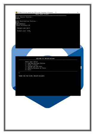 CS Project on Railway Tickect Reservation for class 12 | DOCX