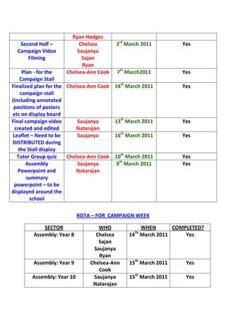 Final production schedule | DOCX