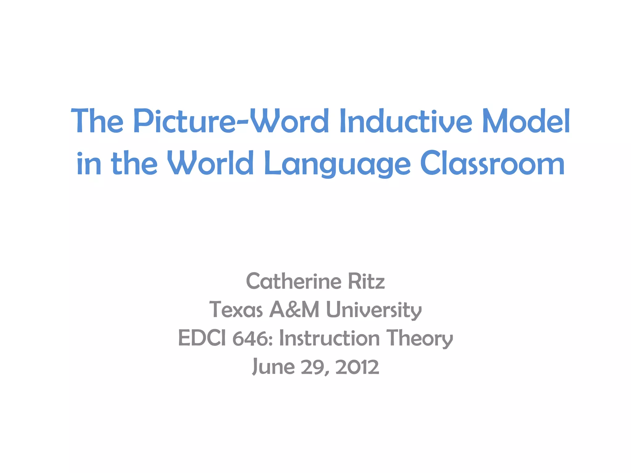 Picture-Word Inductive Model in World Languages | PDF | Food & Drink