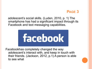 Smart Phones: Affecting Adolescent's Social Skills | PPTX