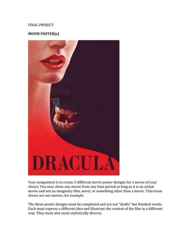 Final Project- MOVIE POSTER(s) | DOCX | Design | Fine Art