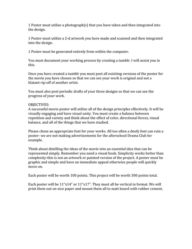 Final Project- MOVIE POSTER(s) | DOCX | Design | Fine Art