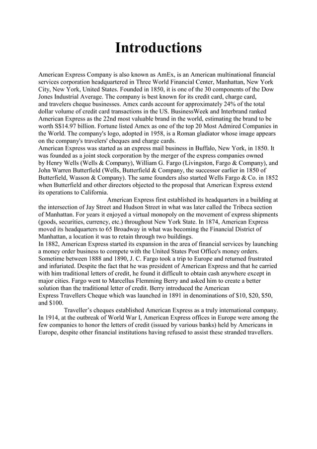 American express project | DOCX