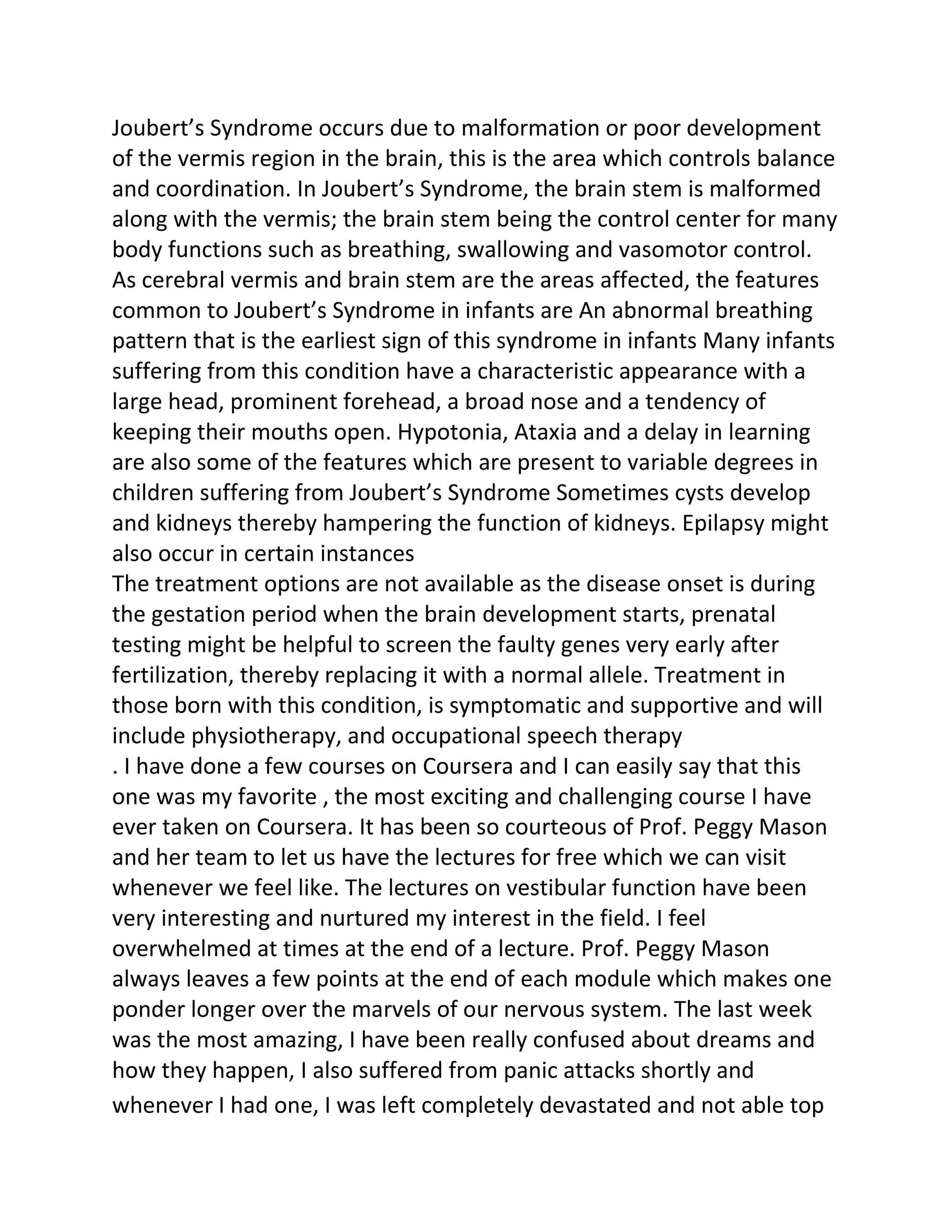 Joubert's Syndrome | PDF