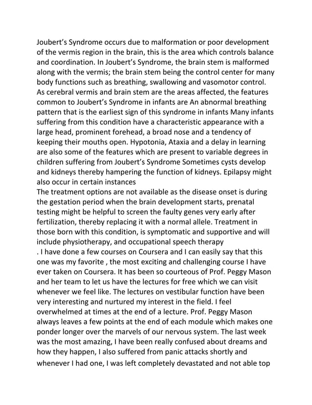 Joubert's Syndrome | PDF | Brain and Nervous System Disorders ...