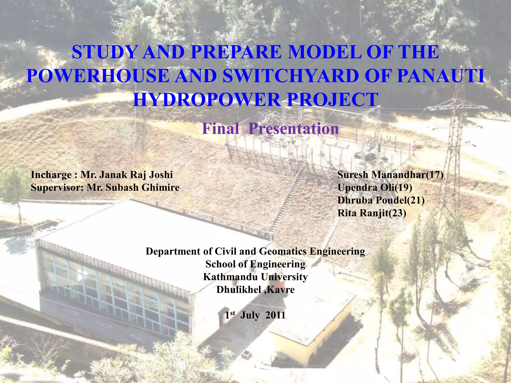 Study and Prepare Model of the Powerhouse and Switchyard of Panauti ...