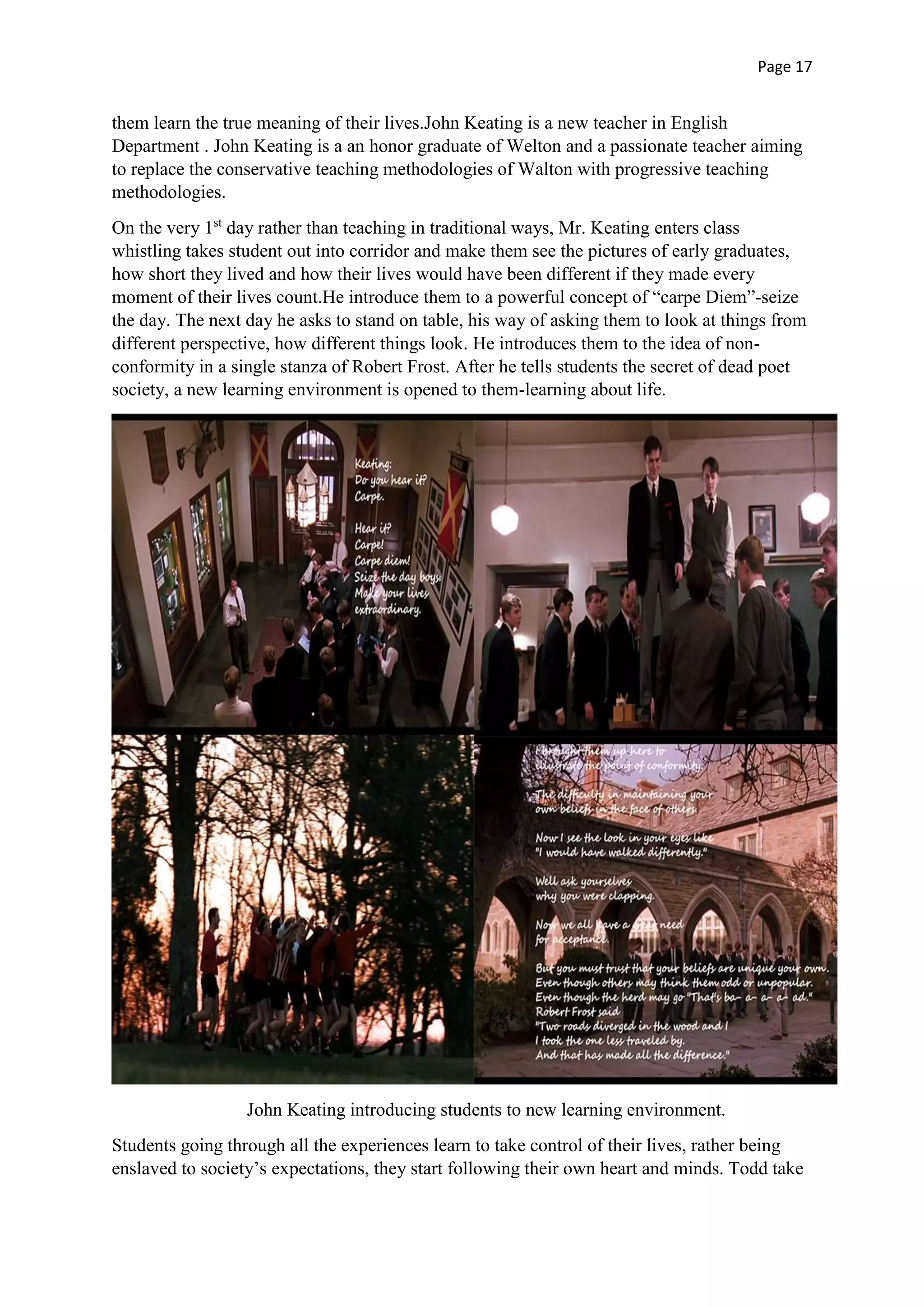 Sociological Perspective of the movie "Dead Poets Society". | PDF