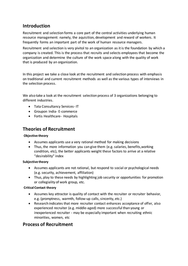 Recruitment and Selection- A Comparative Study | DOCX | Resume Writing ...
