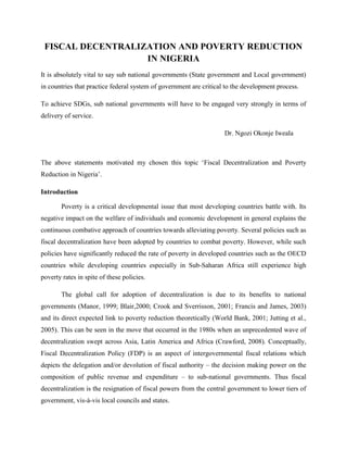 Fiscal Decentralization and poverty reduction in Nigeria | PDF