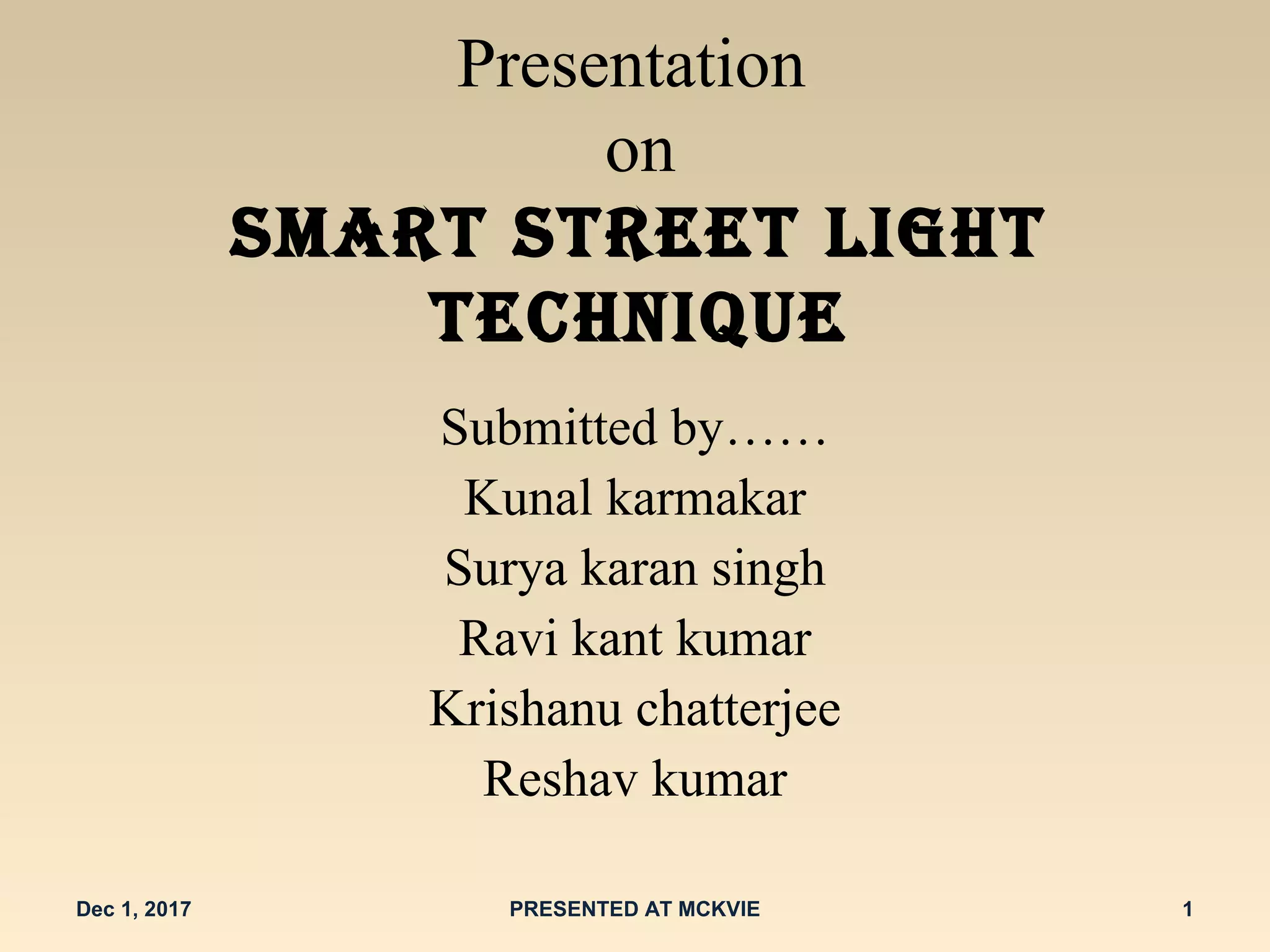 smart street light ppt | PPT