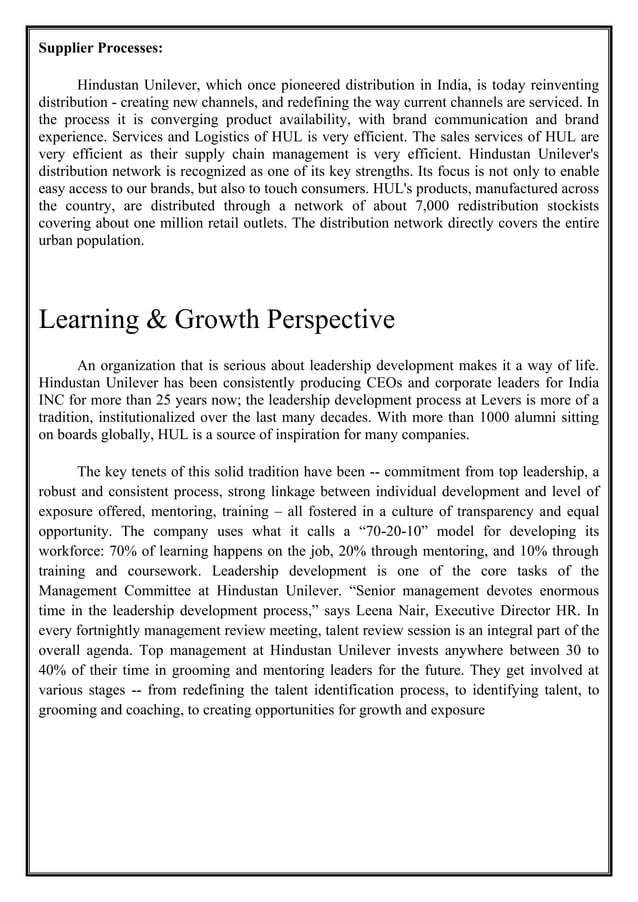 Strategic Business Management Project Report on HUL | PDF