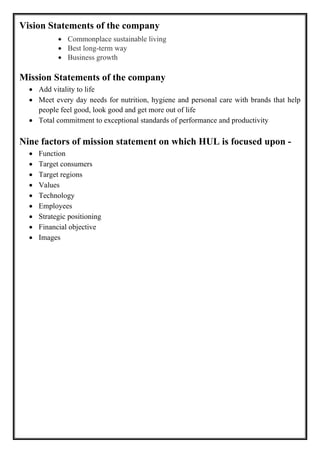 Strategic Business Management Project Report on HUL | PDF
