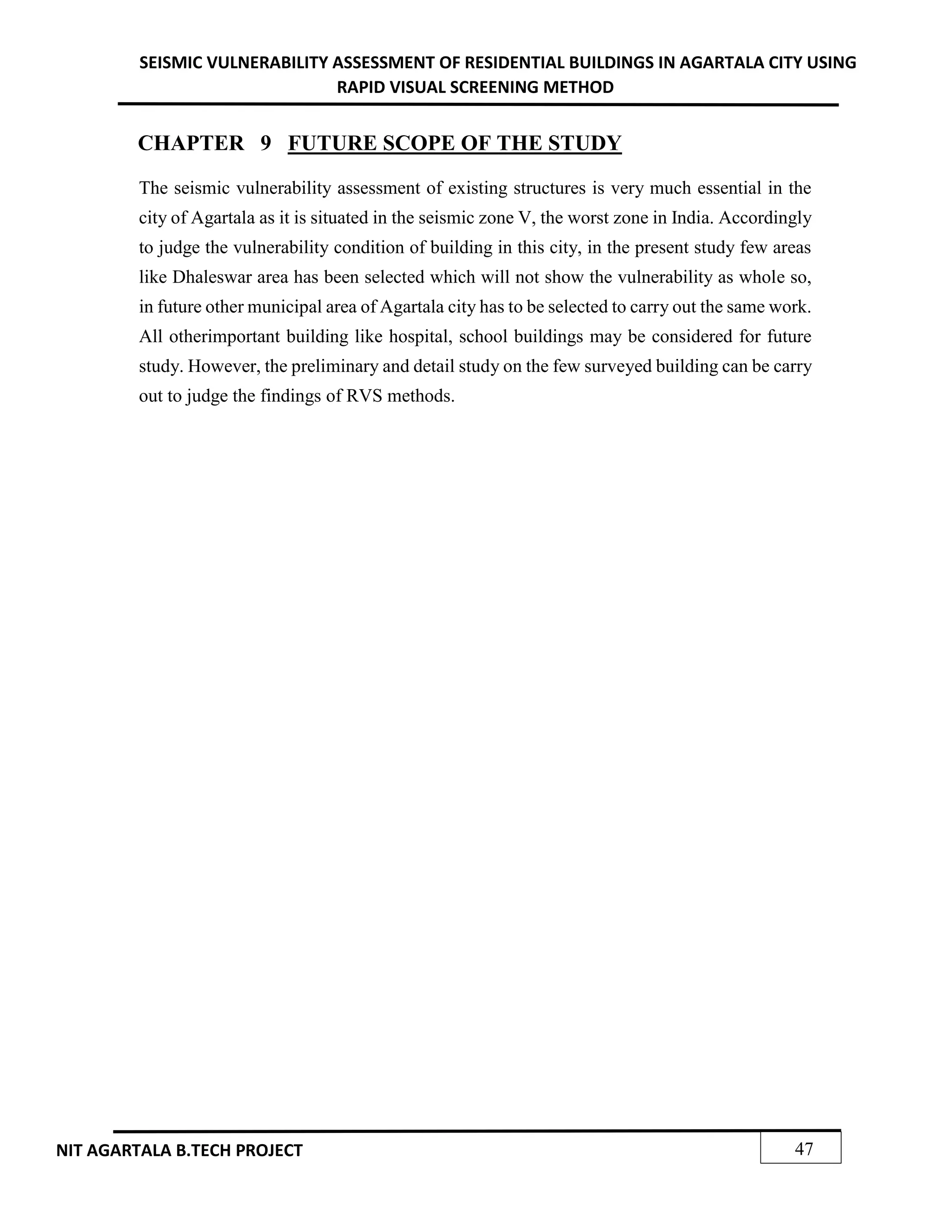 SEISMIC VULNERABILITY ASSESSMENT OF RESIDENTIAL BUILDINGS IN AGARTALA ...