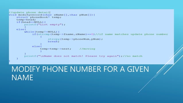Phone Book project in Data Structure C | PPTX | Programming Languages | Computing