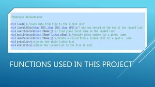 Phone Book project in Data Structure C | PPTX