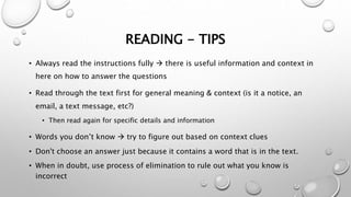 Cambridge KET Exam - Reading & Writing Prep | PPTX