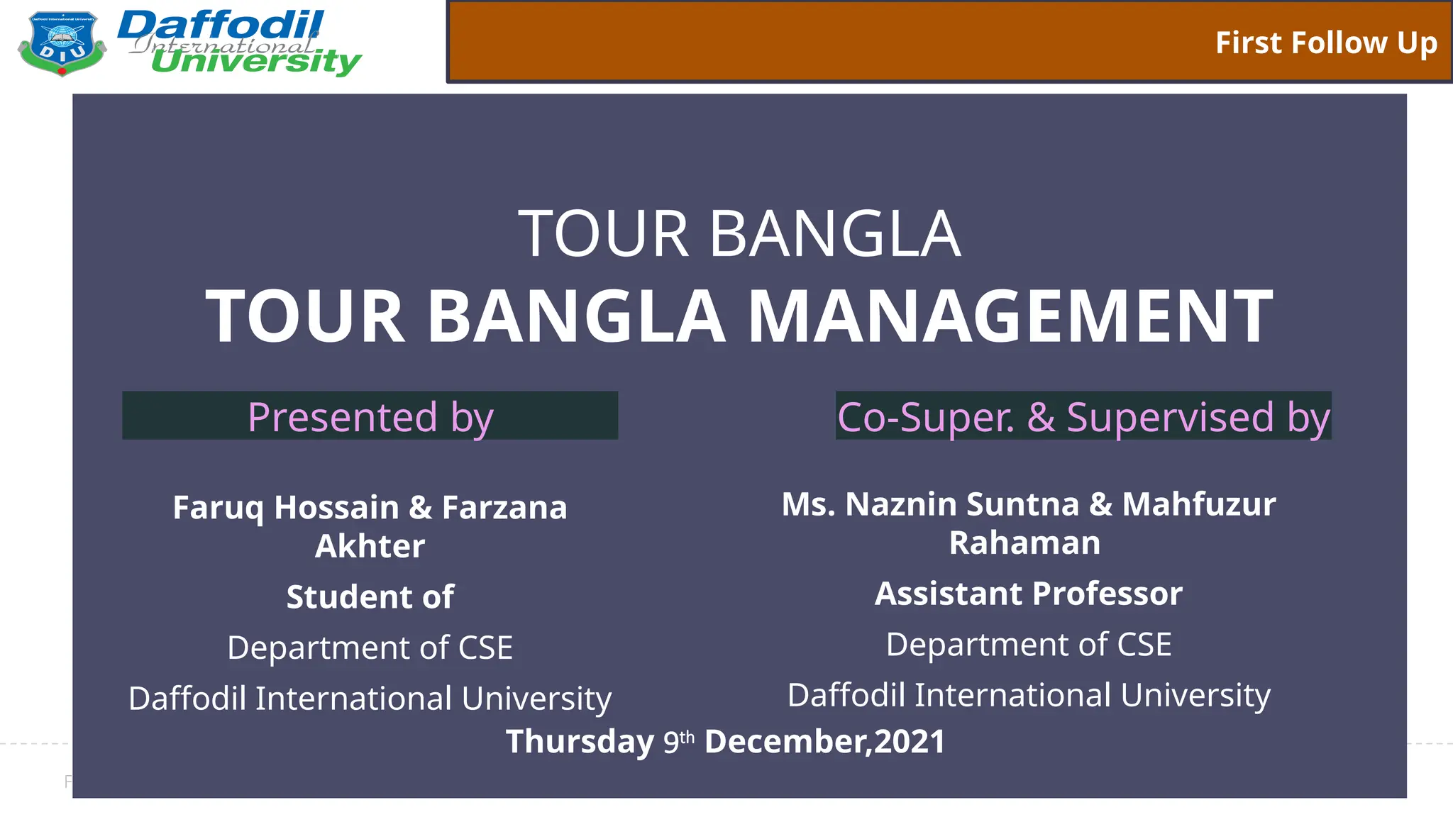Design and Development of an Web based Application named "TOUR GUIDE BANGLA" | PPT