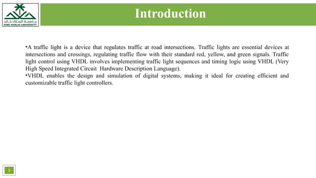 TRAFFIC LIGHT CONTROLLER USING VHDL LANGUAGE | PPTX