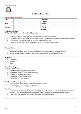 Final project lesson plan | PDF